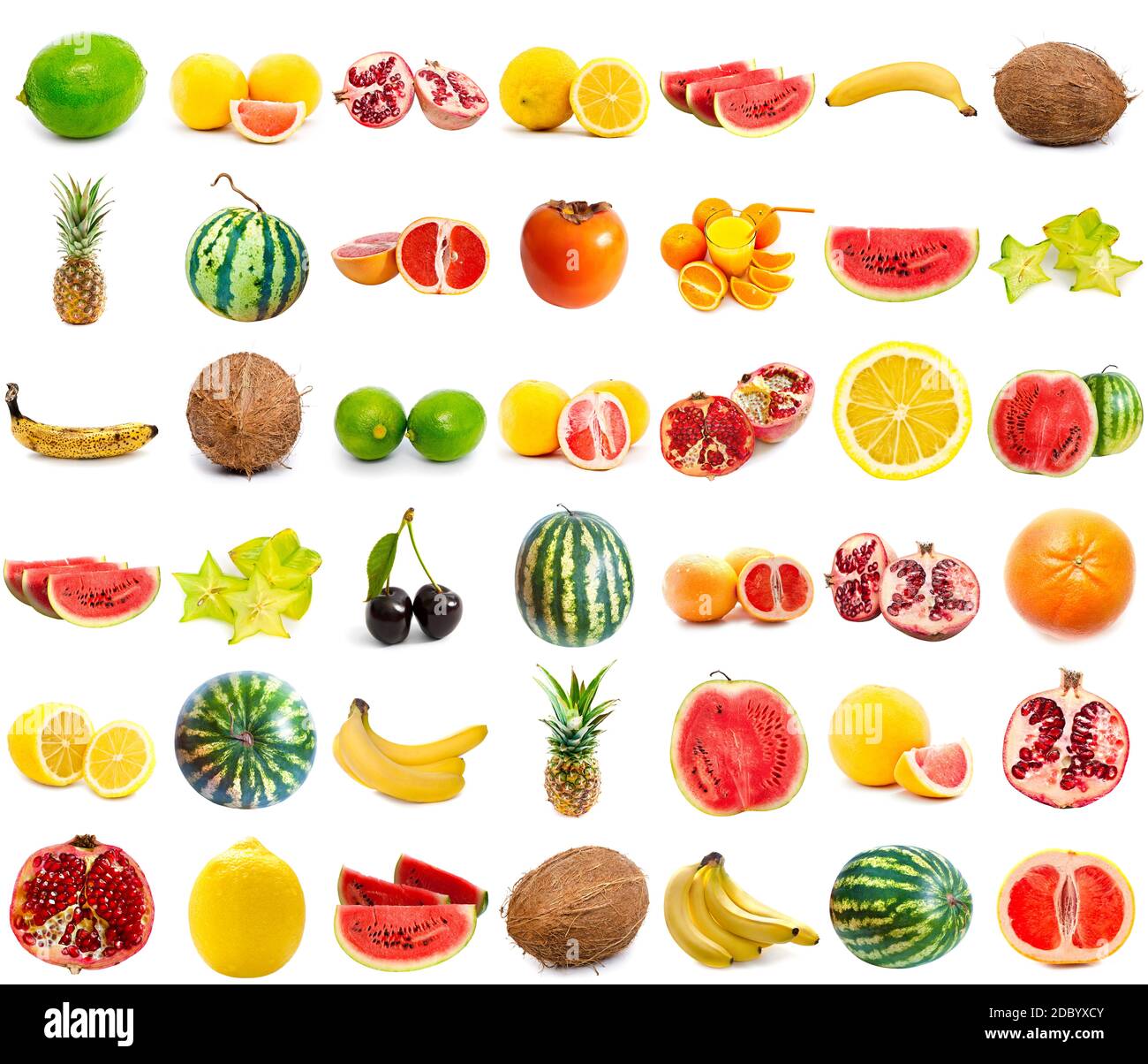 fruits collection isolated on a white background Stock Photo - Alamy
