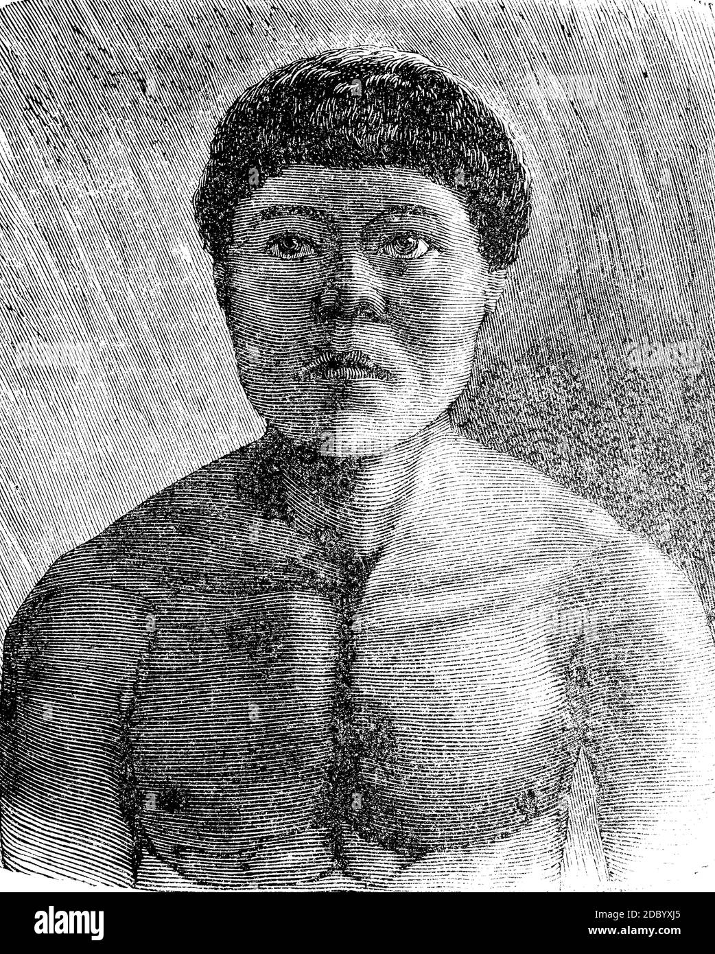 Indian man from the province Espirito Santo in Brazil, 1888 / Indianer ...