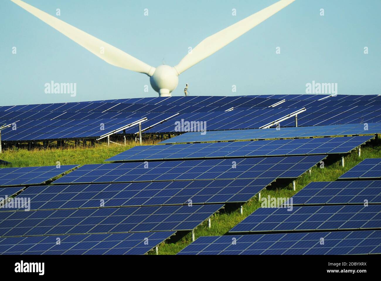 Large solar system in summer under blue sky Stock Photo - Alamy