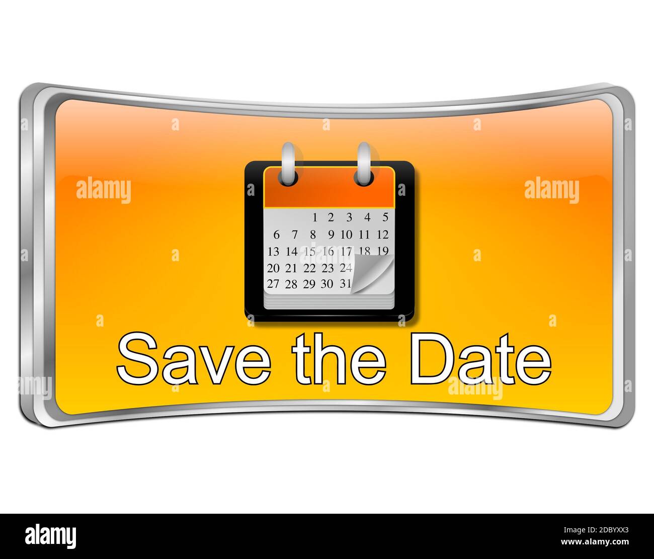 orange Save the Date Button - 3D illustration Stock Photo - Alamy