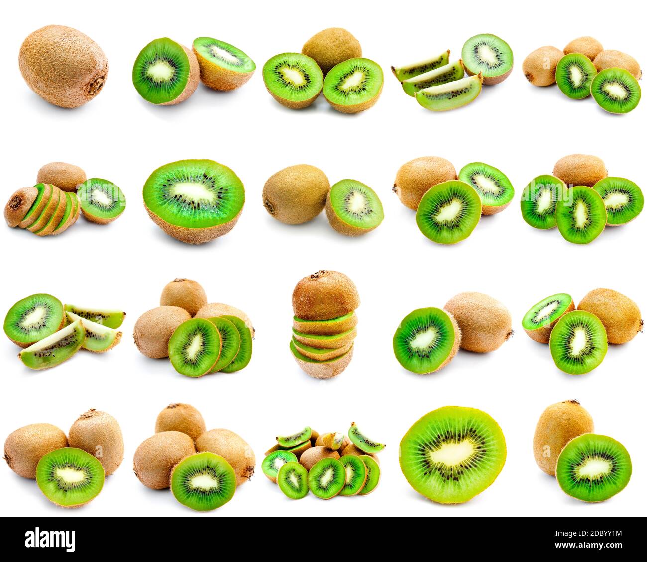 kiwi collection isolated on a white background Stock Photo - Alamy