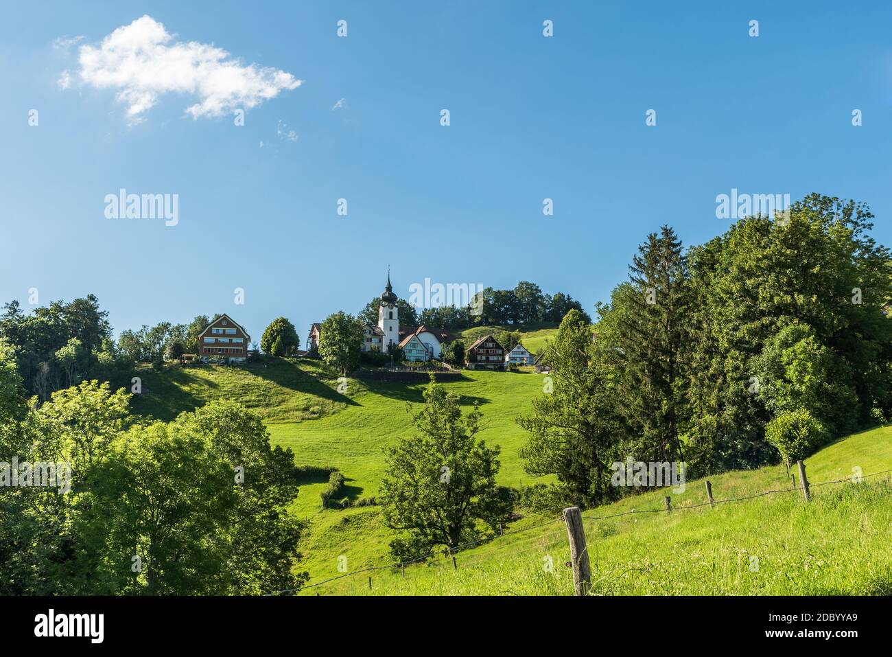Appenzellerland with characteristic small village and green ...