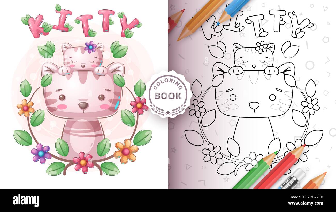 Cute cat family - coloring page Stock Vector Image & Art - Alamy