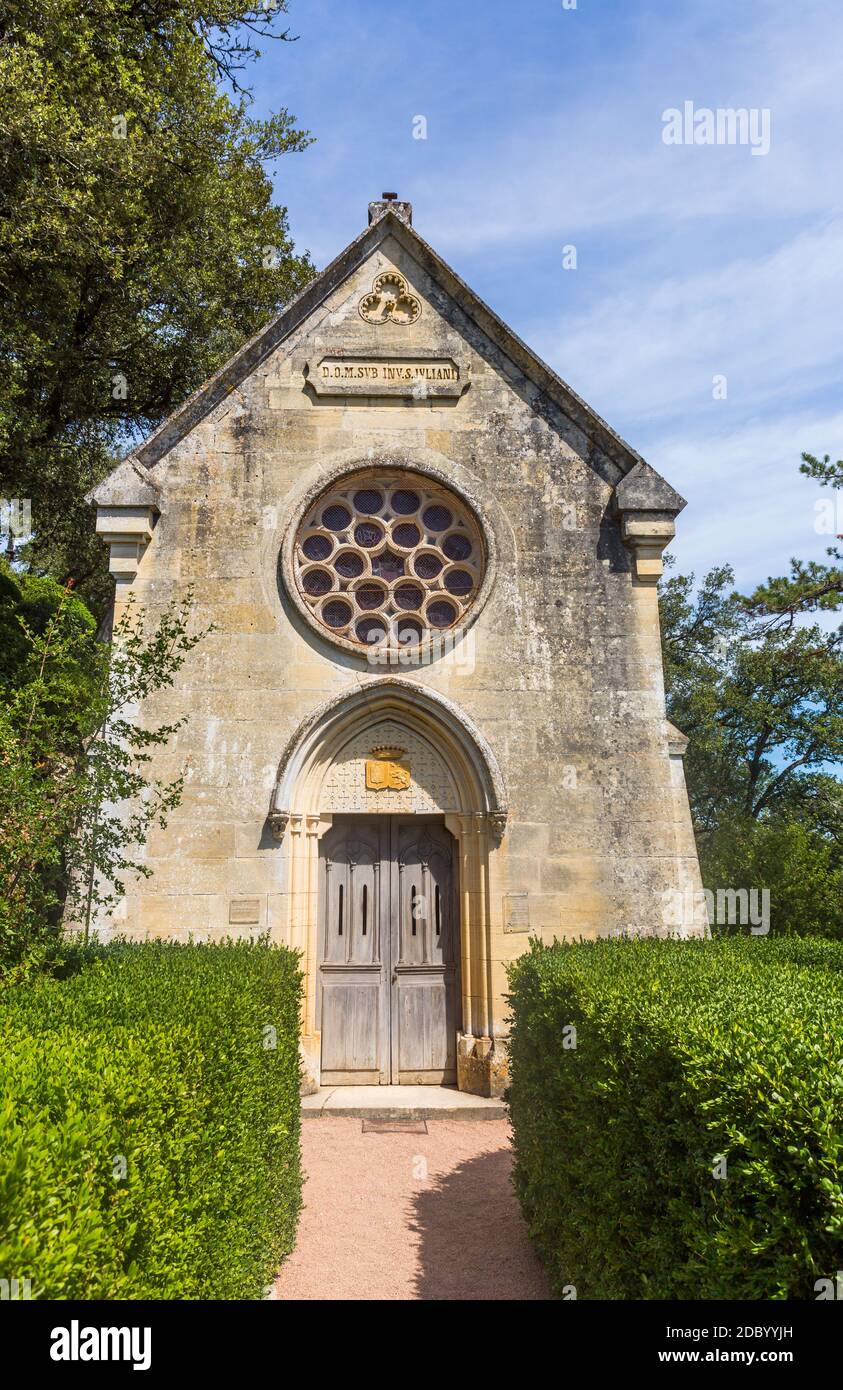 French Chapel from Les Jardins de Marqueyssac in the Dordogne, France ...