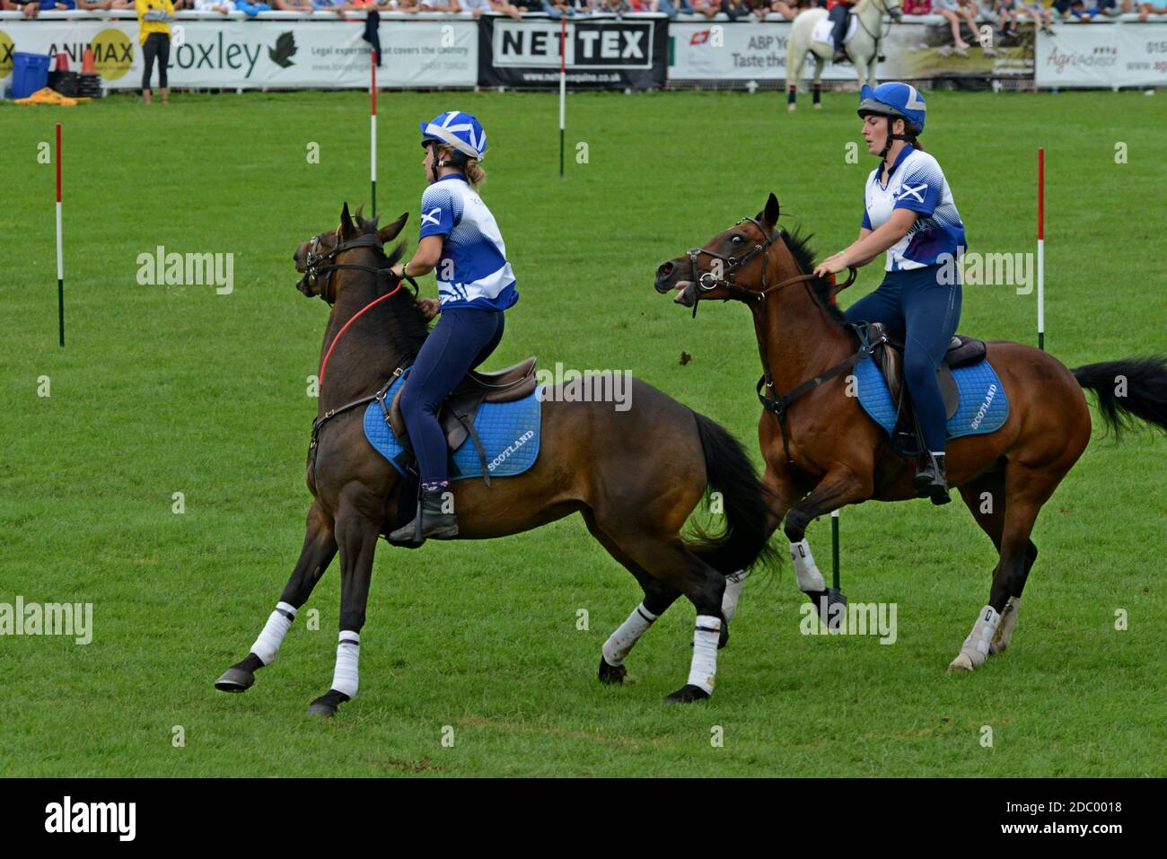 Teams from 7 countries compete on horeback in the international mounted ...