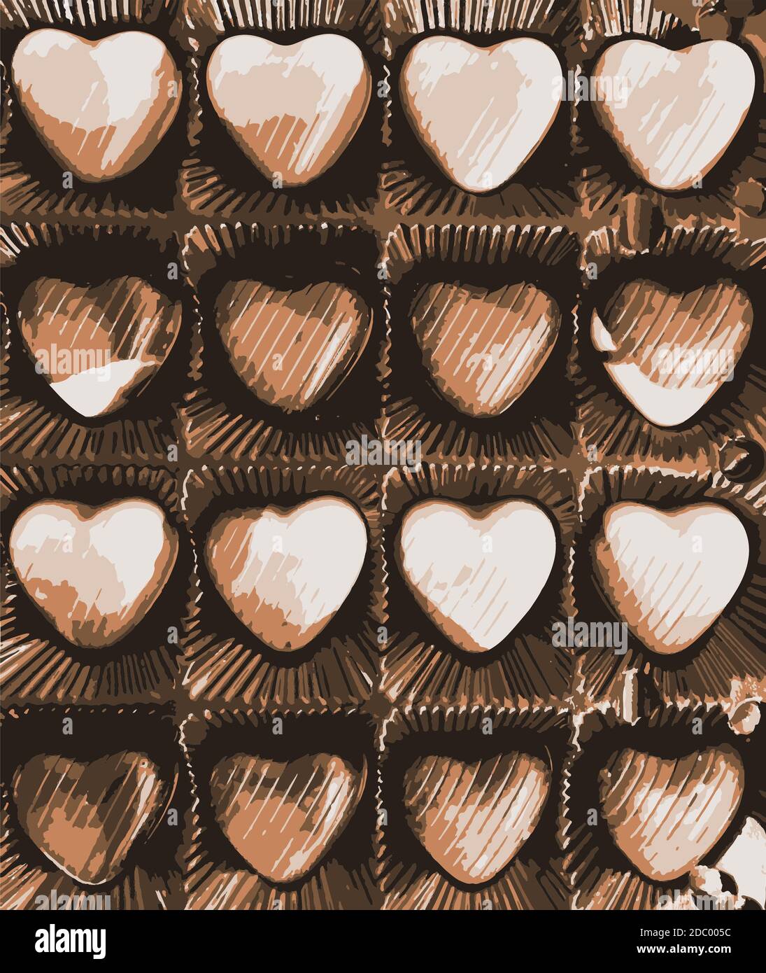 Heart Shaped Chocolates In A Festive Box Stock Photo - Alamy