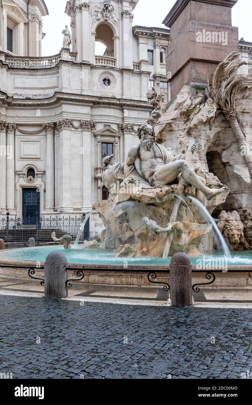 Statue of the god Zeus in Bernini's Fountain of the Four Rivers in ...
