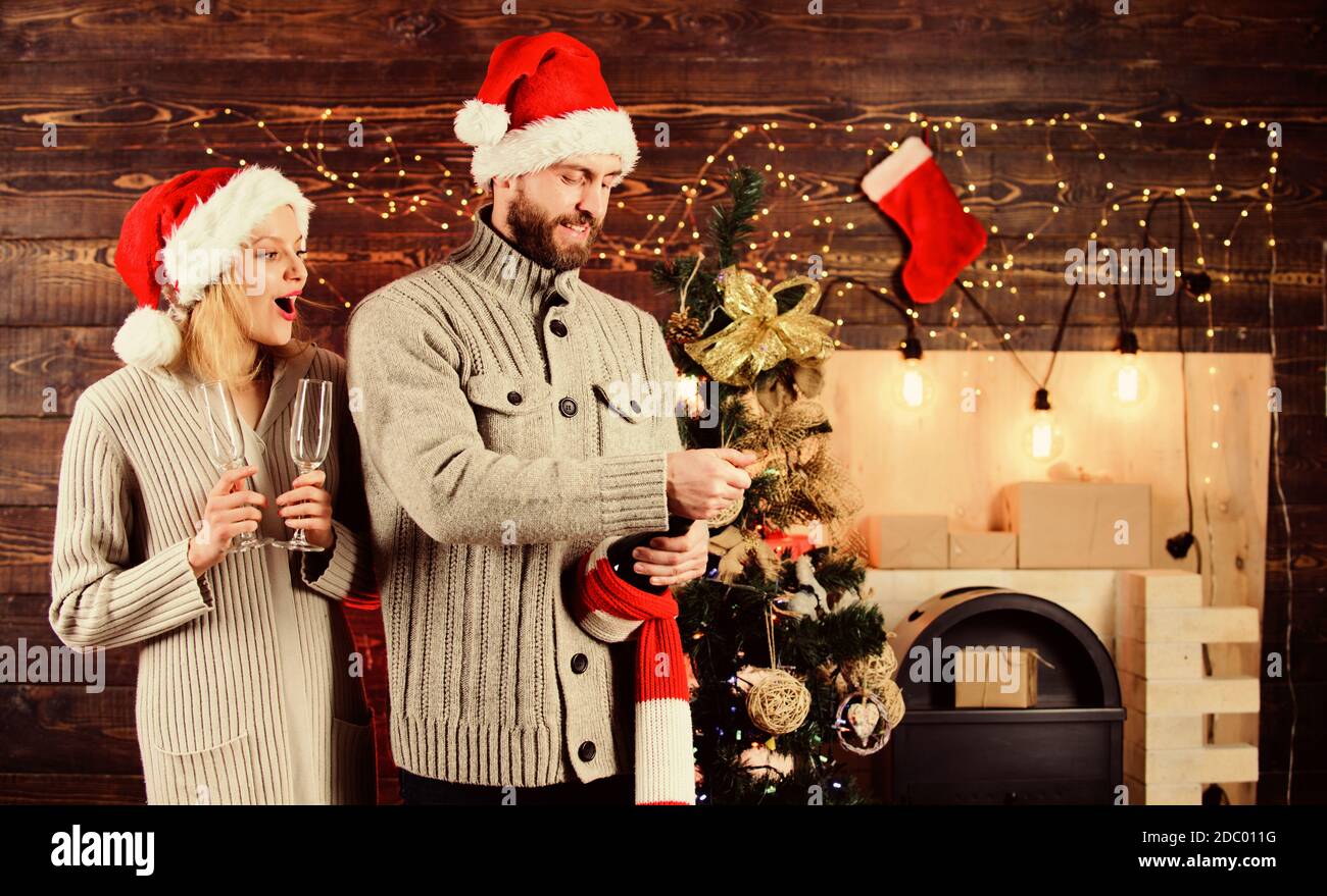 Merry christmas. Celebrating christmas together. Drinks for adults ...