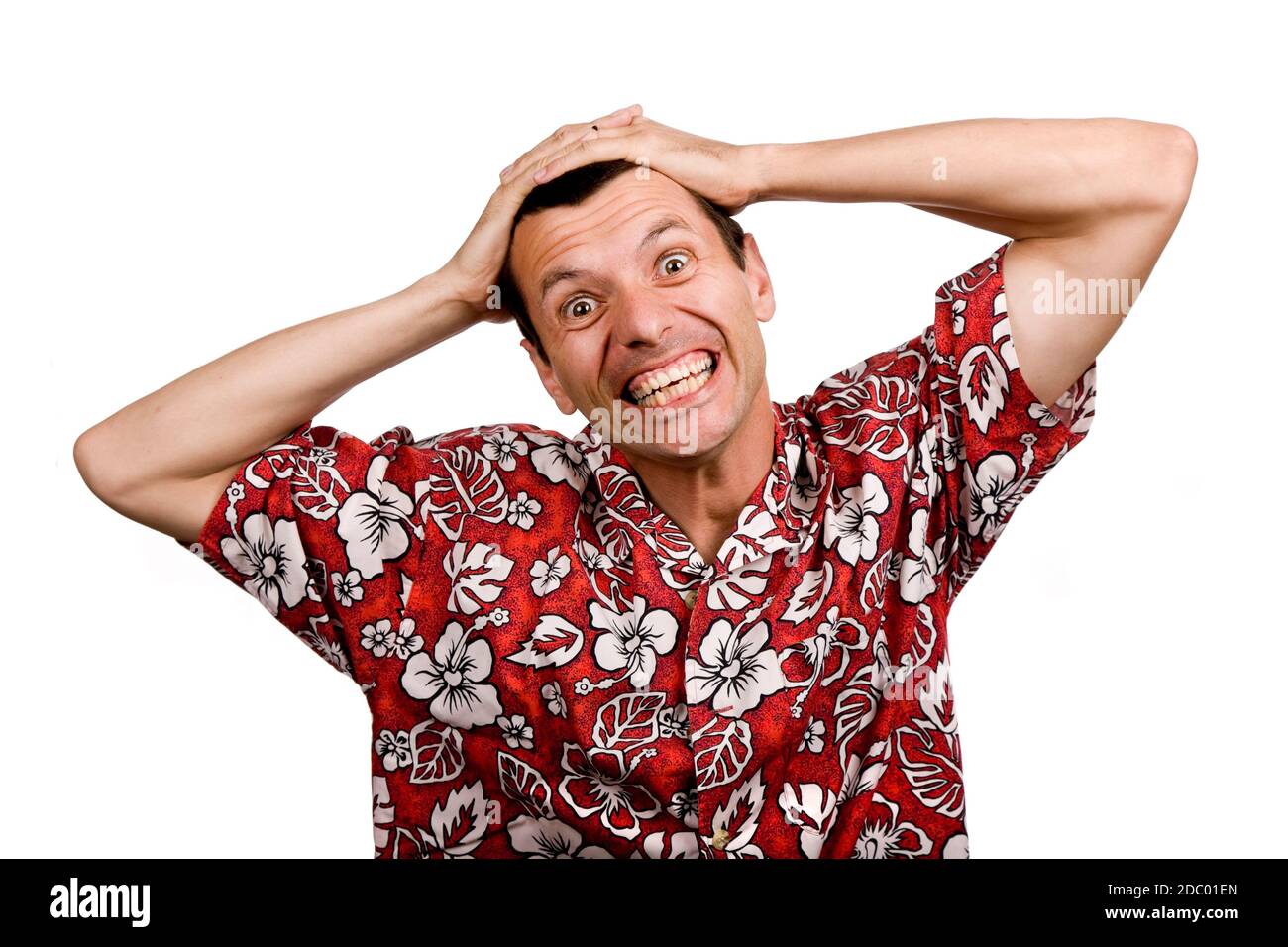 young silly man portrait in a white background Stock Photo - Alamy
