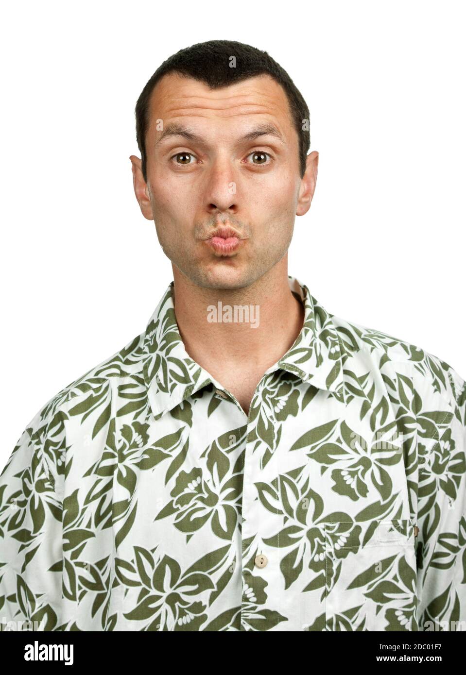 young silly man portrait in a white background Stock Photo - Alamy