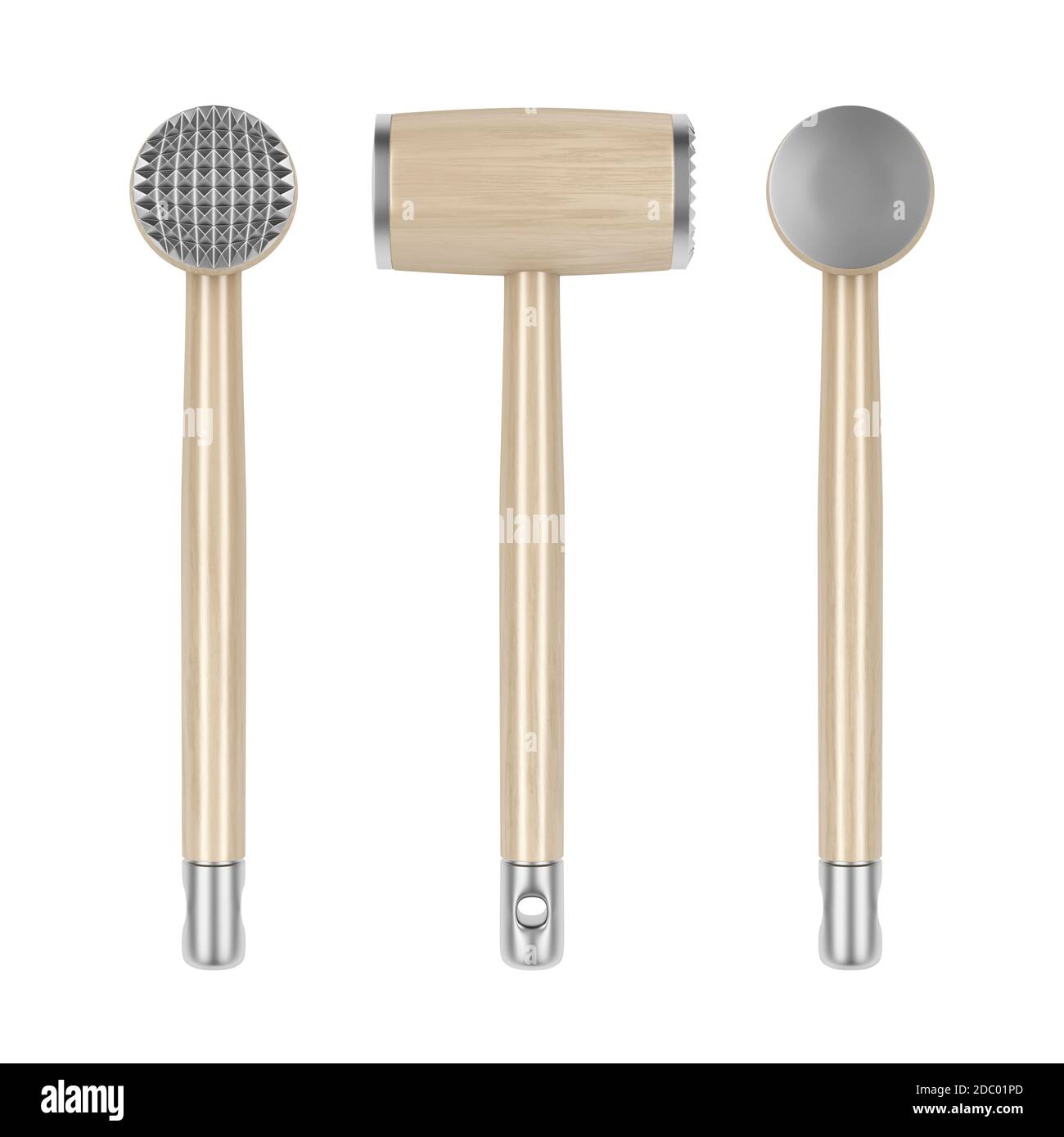 Front, side and back view of wooden meat hammer Stock Photo - Alamy