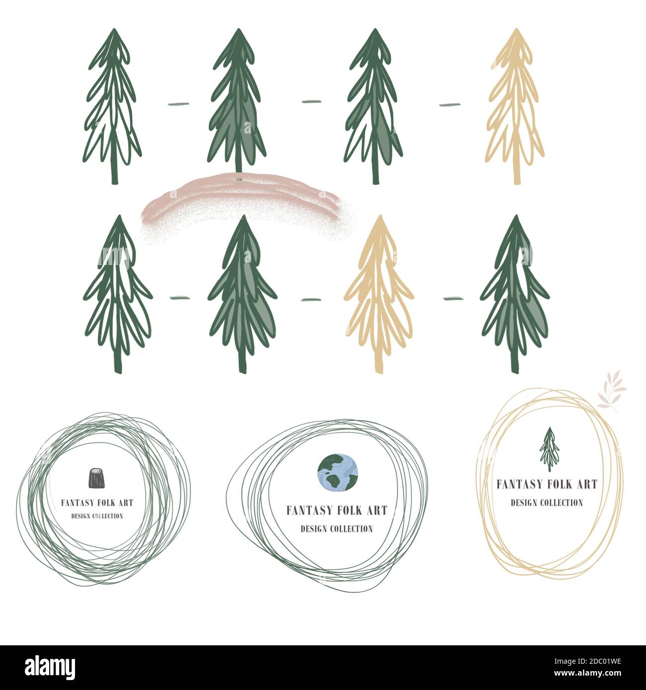 Watercolor forest splash fir tree isolated on white. Hand drawn Stock ...