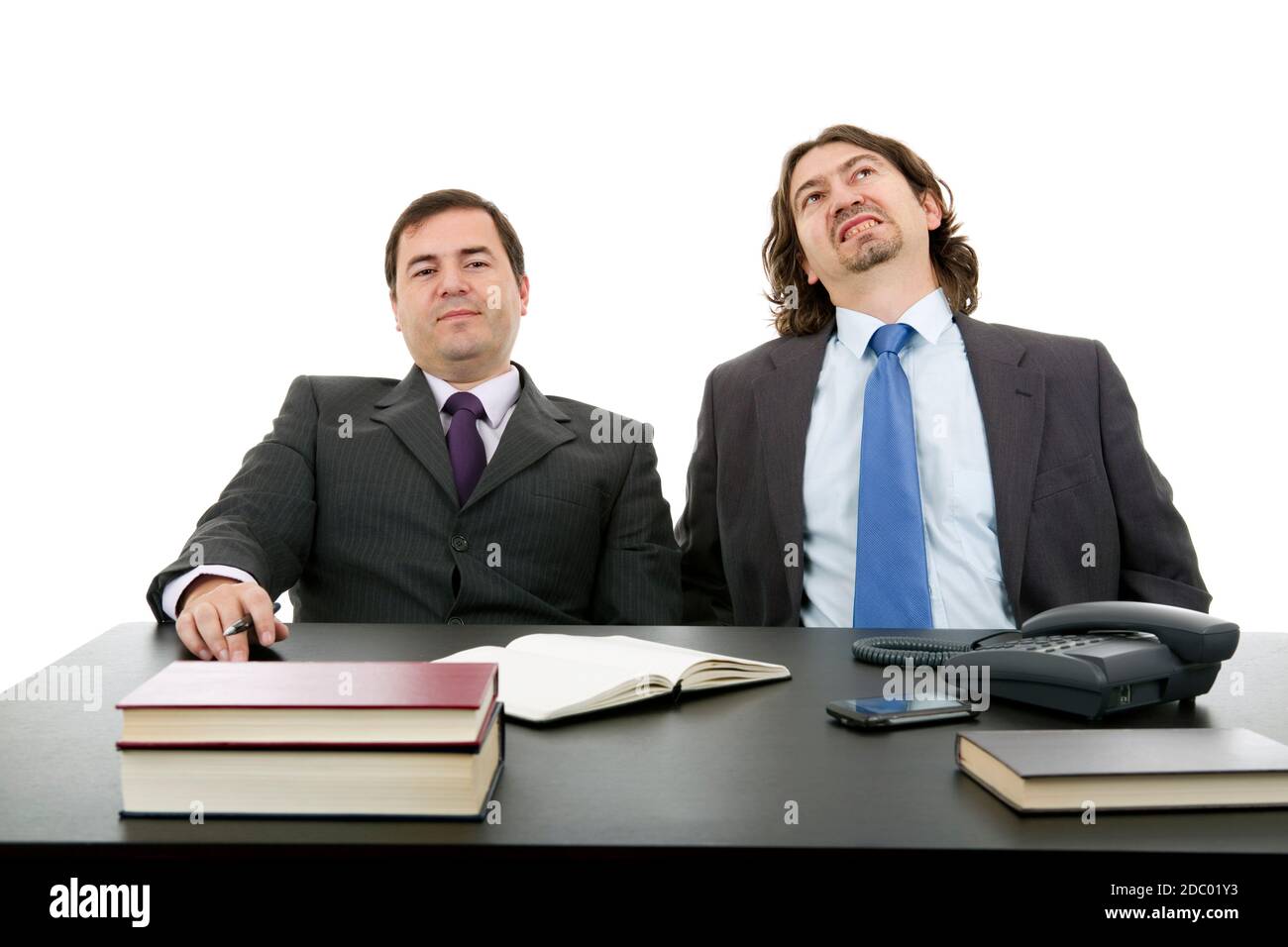 business team working at a desk, isolated on white Stock Photo - Alamy