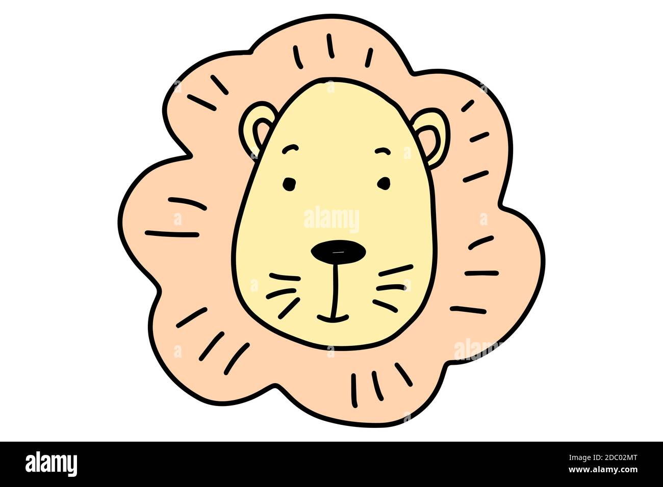 Cartoon cute lion. Doodle animal. Hand-drawn vector illustration ...
