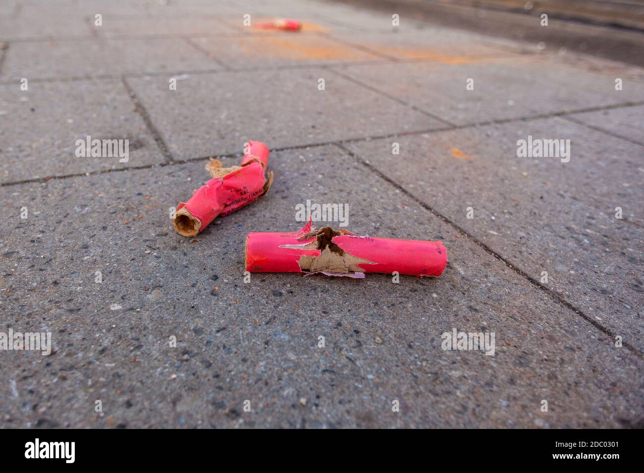 New Year's firecrackers the day after New Year´s Eve Stock Photo - Alamy