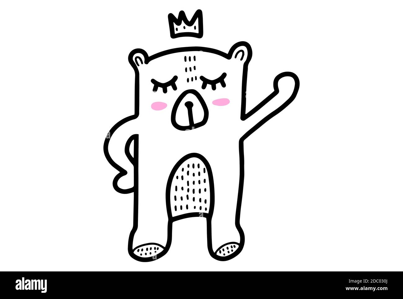 Cute bear doodle. Hand drawn lines cartoon vector illustration isolated ...