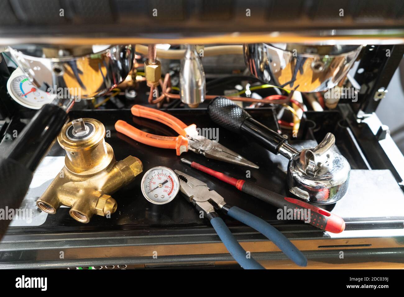 repair of the coffee machine photo. disassembled coffee machine Stock ...