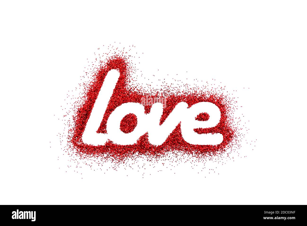 Word love on red glitter isolated on white background Stock Photo - Alamy