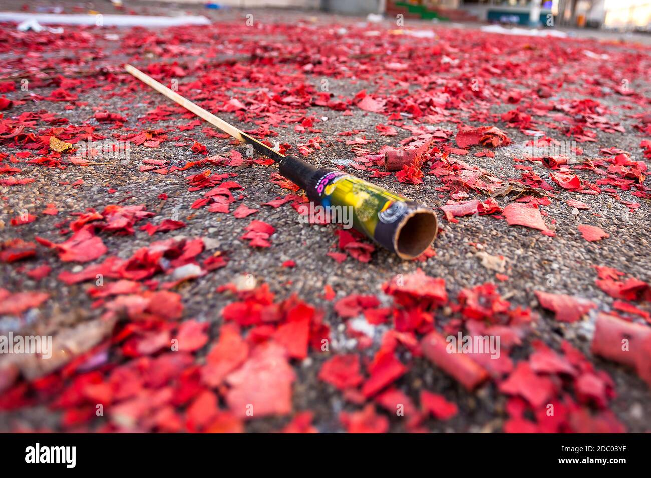 New Year's firecrackers the day after New Year´s Eve Stock Photo - Alamy