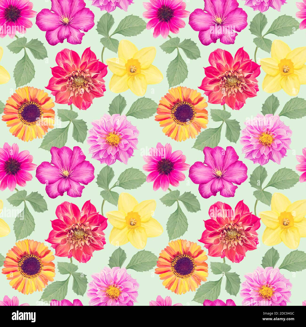 Seamless floral design with colorful flowers for background, Endless ...
