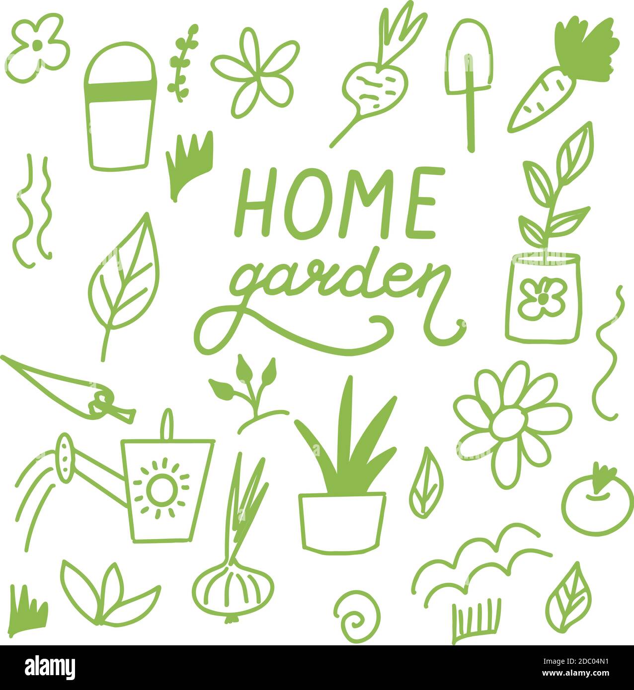 Home garden, icons set of vector elements isolated on a white ...
