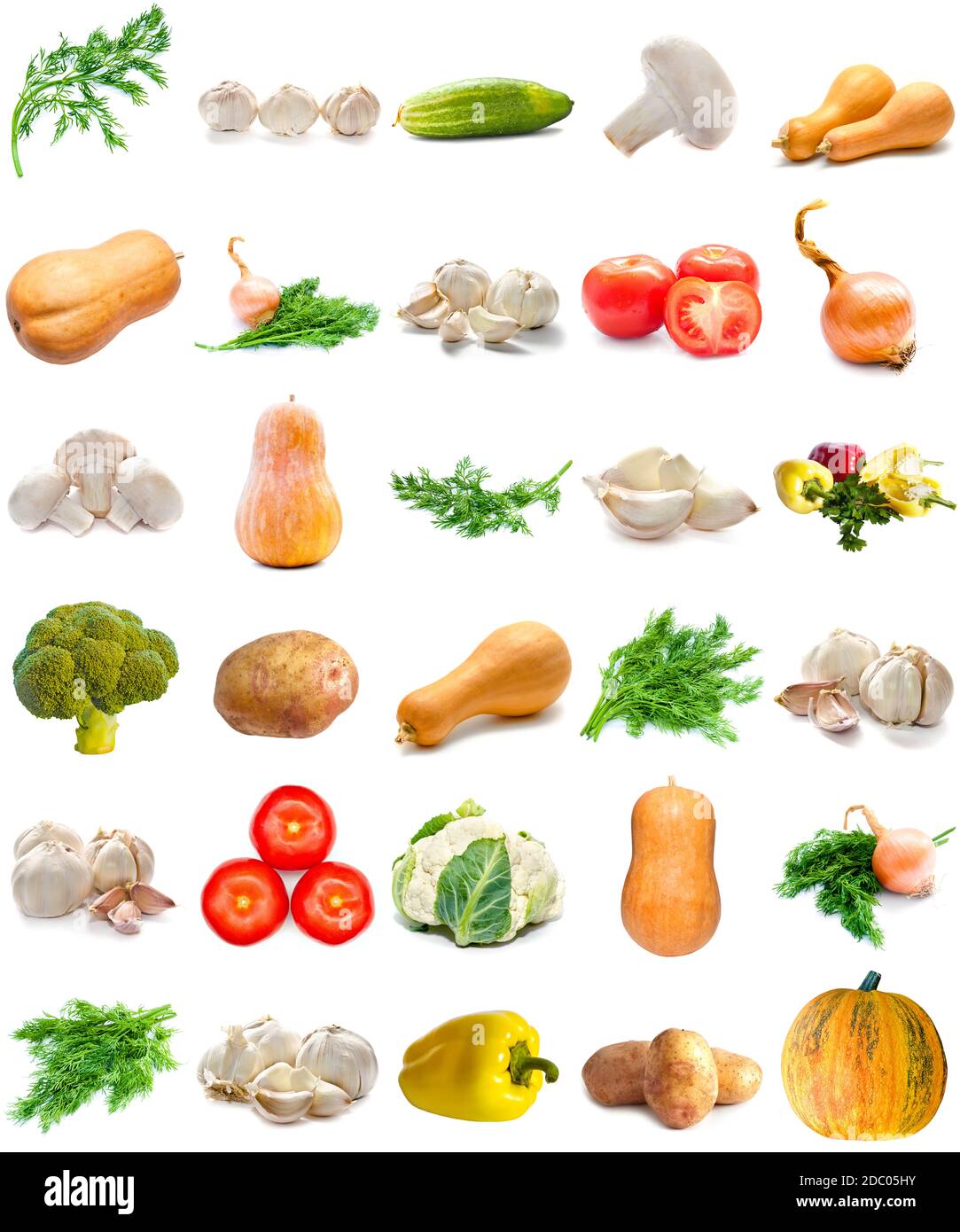 vegetables collection isolated on a white background Stock Photo - Alamy