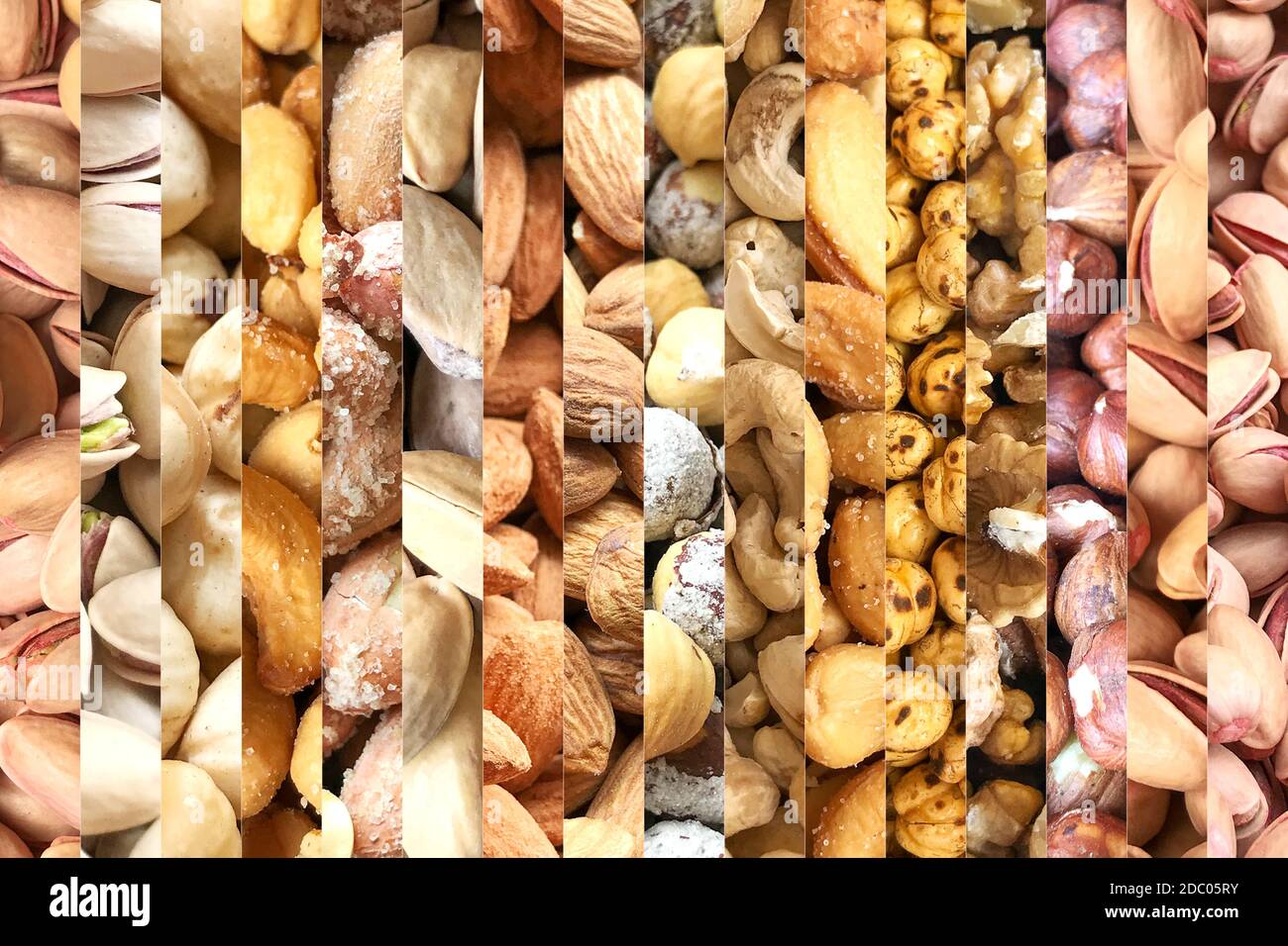 Collage Of Photos With Healthy Organic Mixed Nuts. Collection Of ...