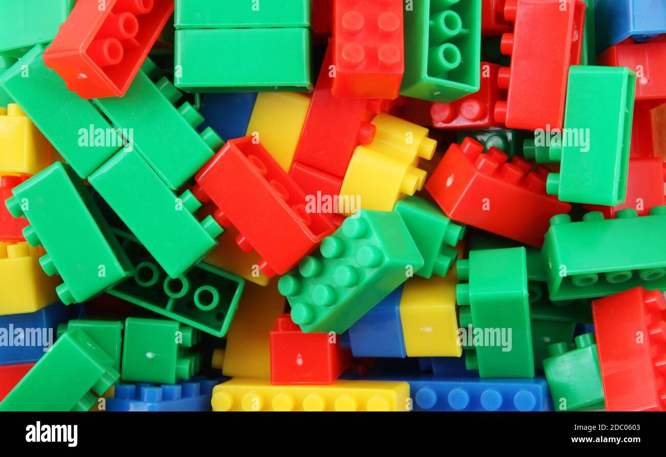 Plastic Building Blocks Toy Isolated On White Background Stock Photo ...