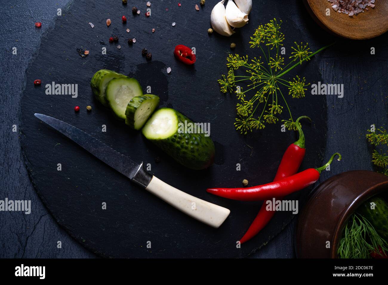 rustic fresh pickled cucumber (polish malosolne Stock Photo - Alamy