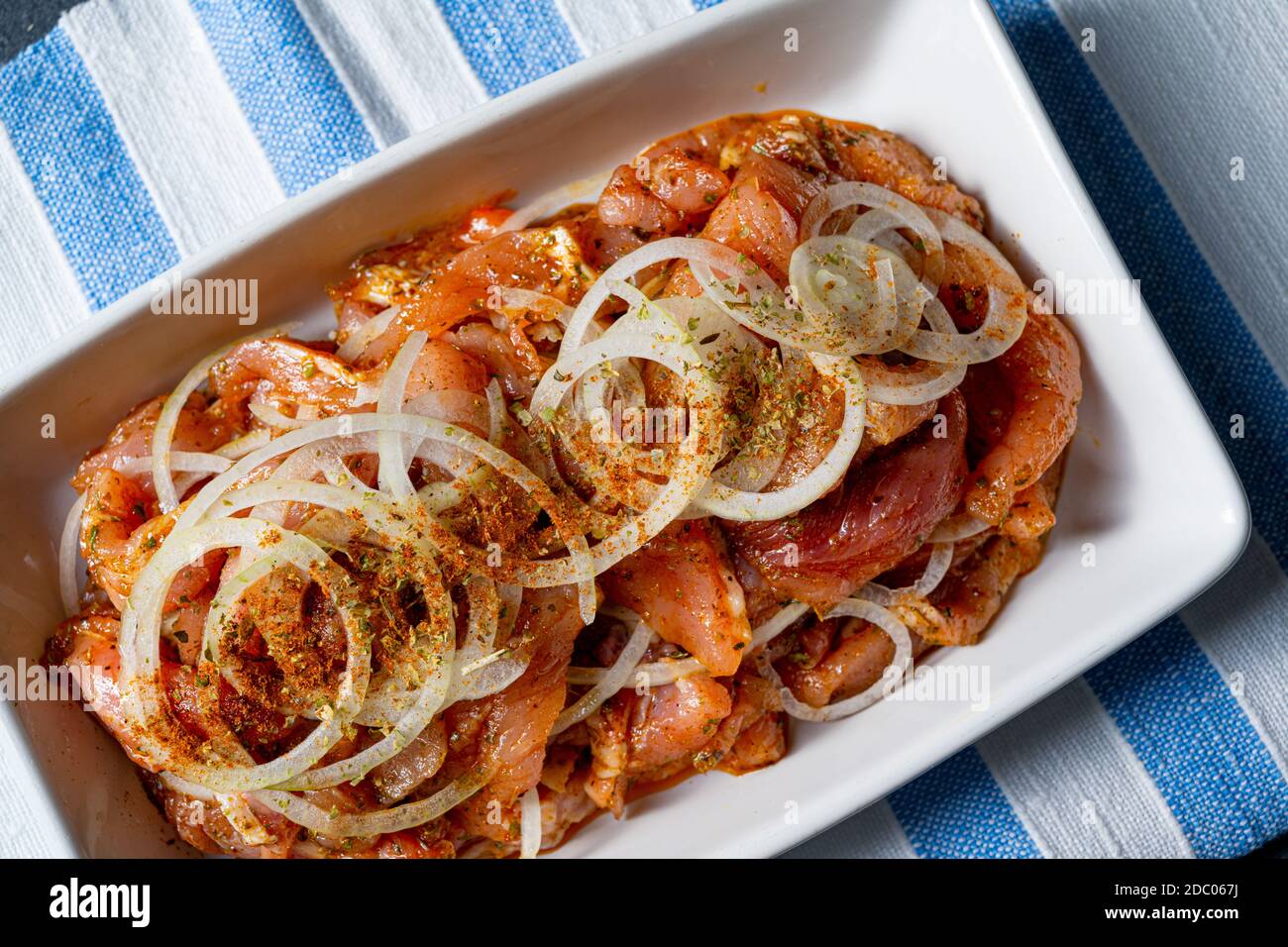 Freshly seasoned Greek gyros meat Stock Photo - Alamy