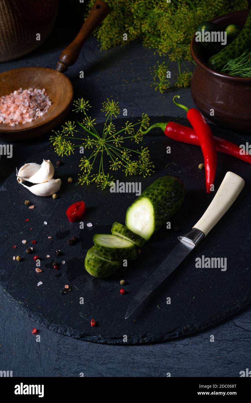 rustic fresh pickled cucumber (polish malosolne Stock Photo - Alamy