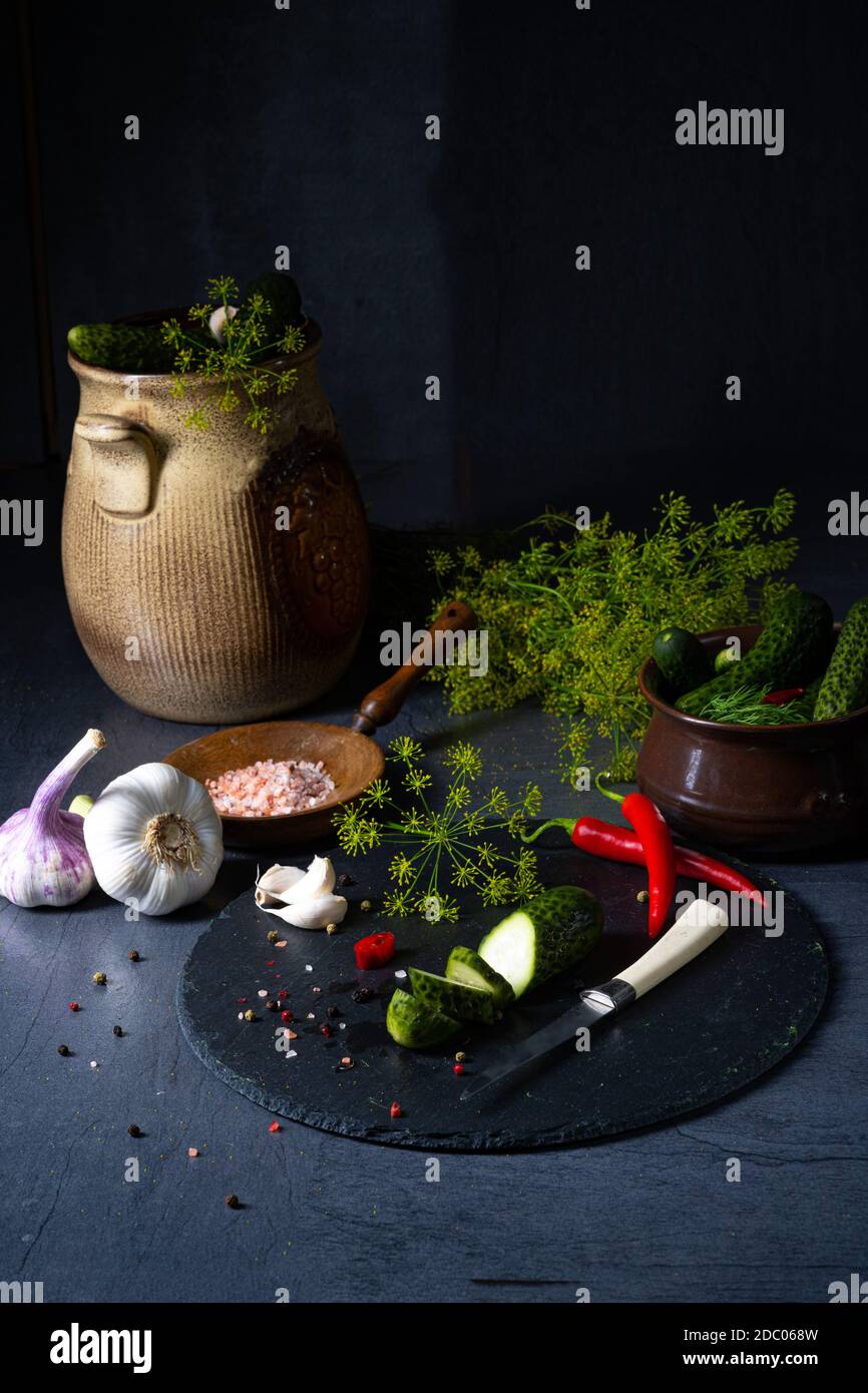 rustic fresh pickled cucumber (polish malosolne Stock Photo - Alamy