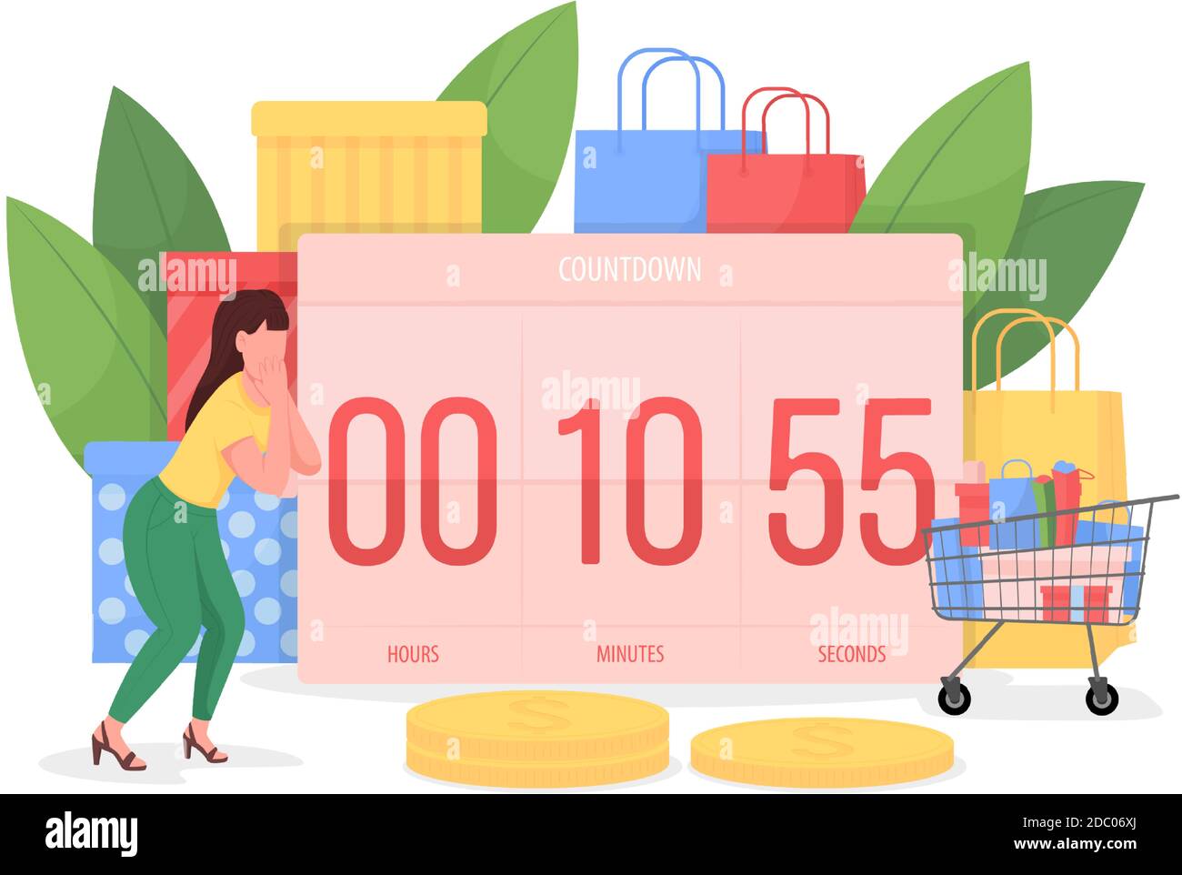 Countdown to Black friday flat concept vector illustration Stock Vector ...