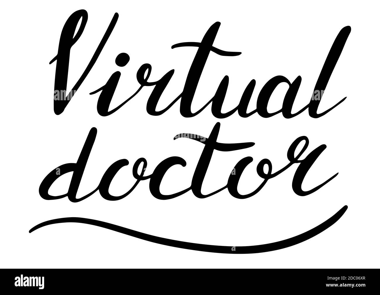 Virtual doctor. Medical online, lettering calligraphy illustration ...