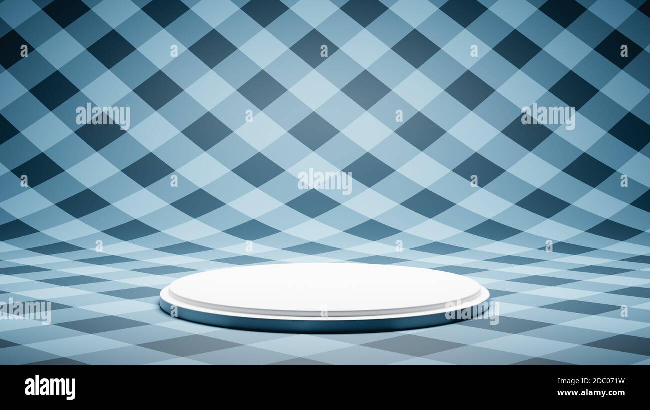 Empty White Platform on Blue Striped Pattern Studio Background 3D ...