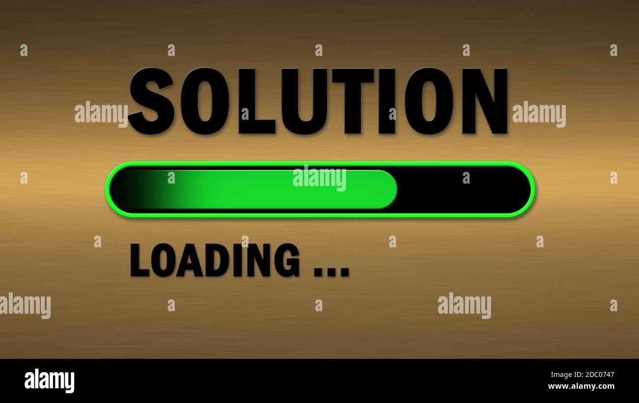 SOLUTION lettering in black color - green loading progress bar in front ...