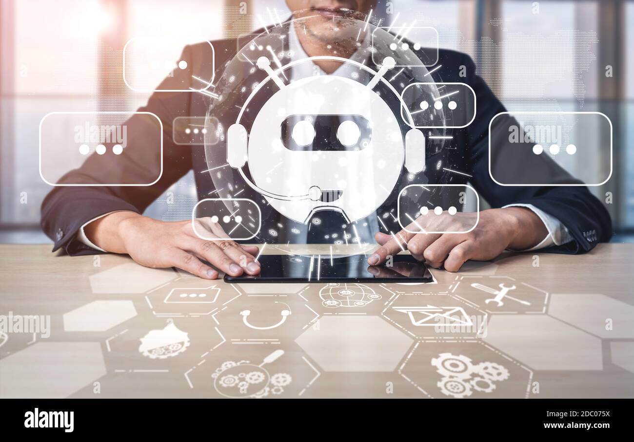 AI Chatbot smart digital customer service application concept. Computer ...