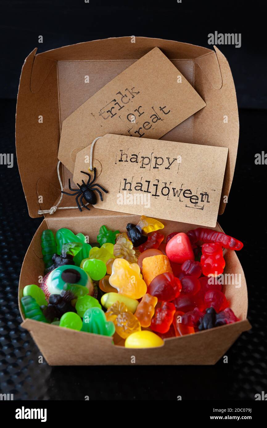 Colorful candy and sweets for a Happy Halloween , Trick or Treat Stock ...