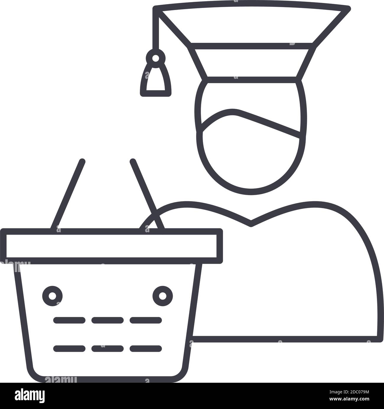 Consumer learning icon, linear isolated illustration, thin line vector ...