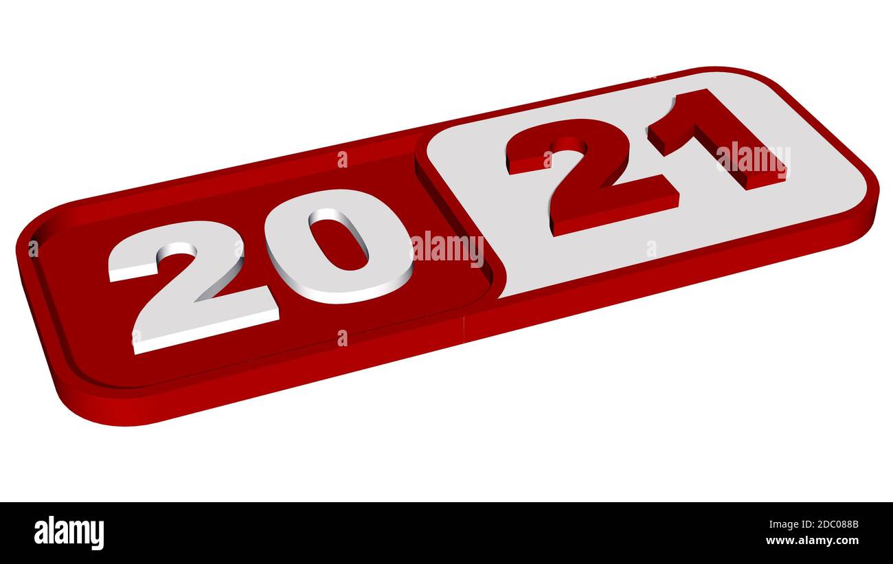 Year change 2021 - Year numbers in red color on plate - isolated on ...