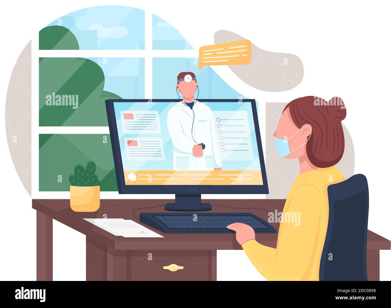 Online doctor consultation flat concept vector illustration Stock ...