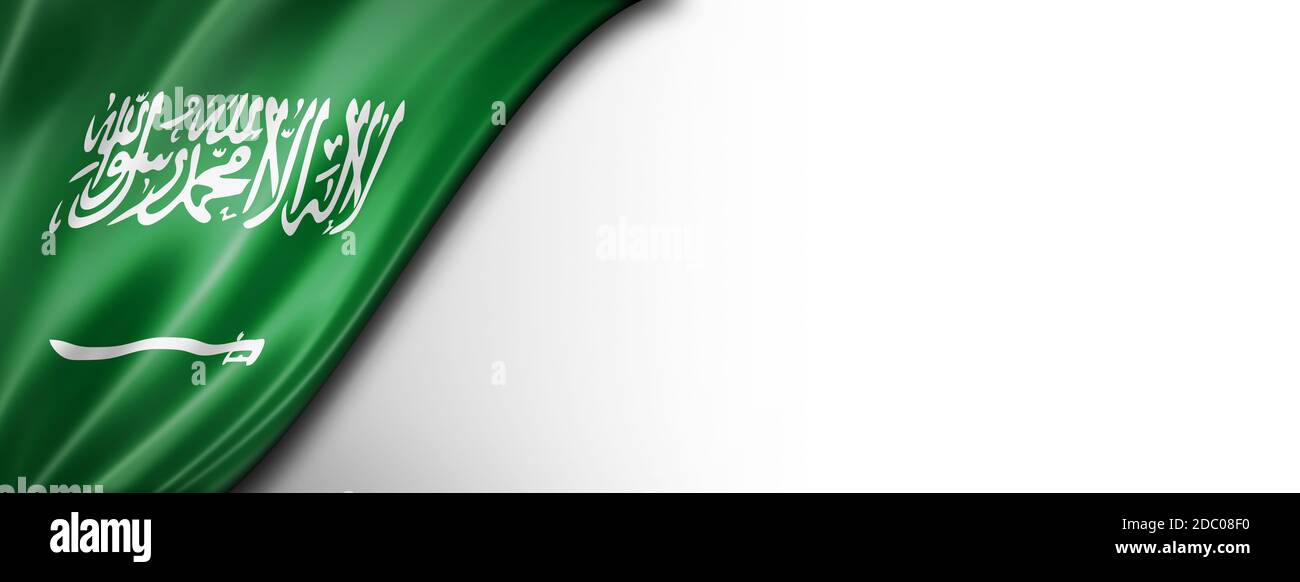 Saudi Arabia flag isolated on white. Horizontal panoramic banner Stock ...