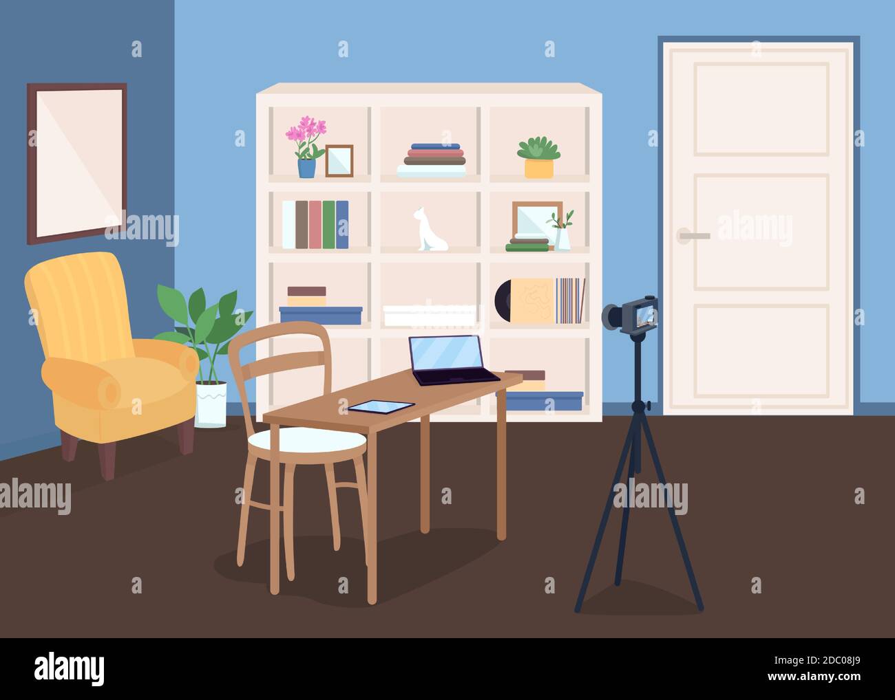 Studio for video recording flat color vector illustration Stock Vector ...