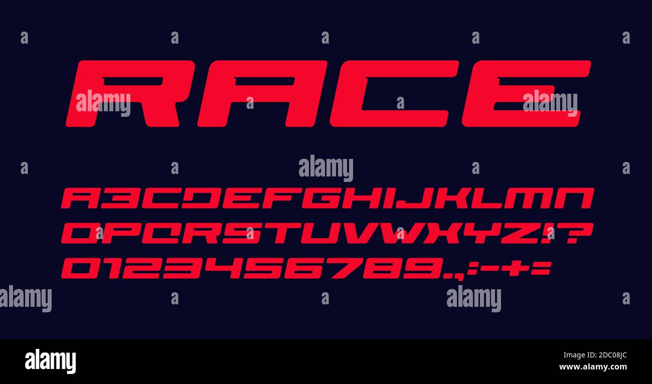 Bold geometric style alphabet for auto race modern logo, banner and ... Bold geometric style alphabet for auto race modern logo, banner and ...