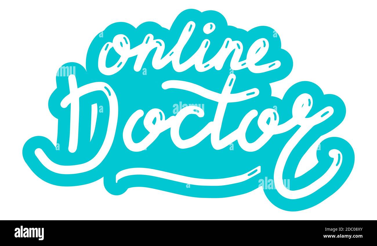 Doctor Online. Medicine and health concept. Lettering calligraphy ...