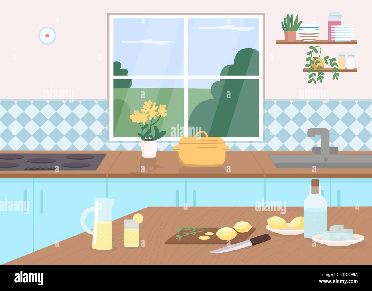 Kitchen counter flat color vector illustration Stock Vector Image & Art ...