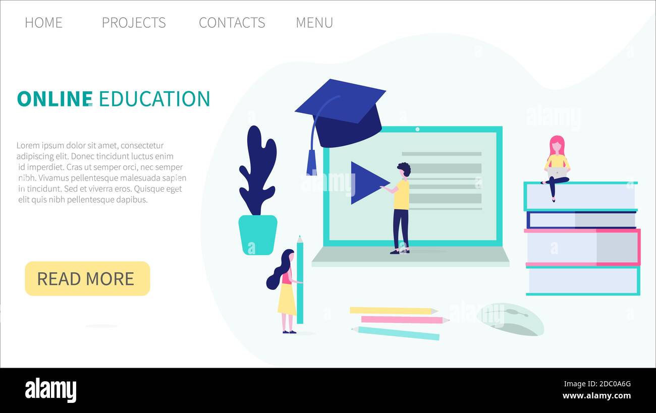 Flat design concept of online education, training and courses, learning ...
