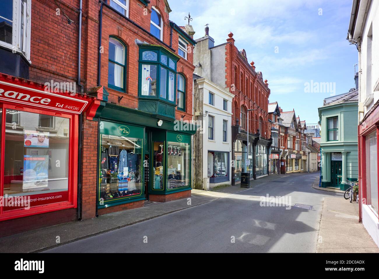 Shops in Micheal Street, Peel, Isle of Man Stock Photo - Alamy