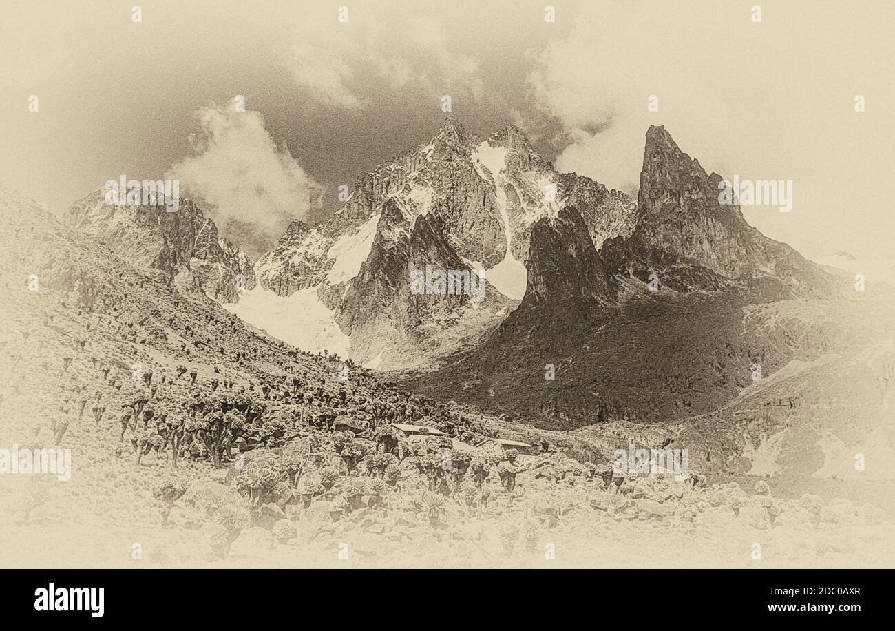 Kenya. This is Mount Kenya from the Teleki Valley as it was in 1976/77 ...