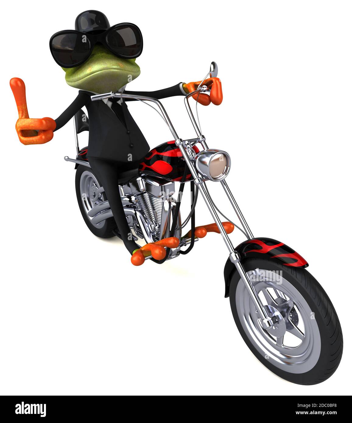 Fun frog on a motorcycle - 3D Illustration Stock Photo - Alamy